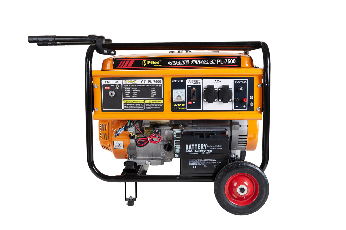Generator 7.5KW Self Start Inbuilt Battery Wheels & Handles — Pilot Tools