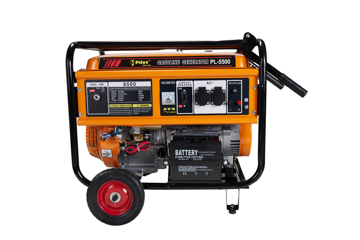 Generator 5.5KW Self Start Inbuilt Battery Wheels & Handles — Pilot Tools