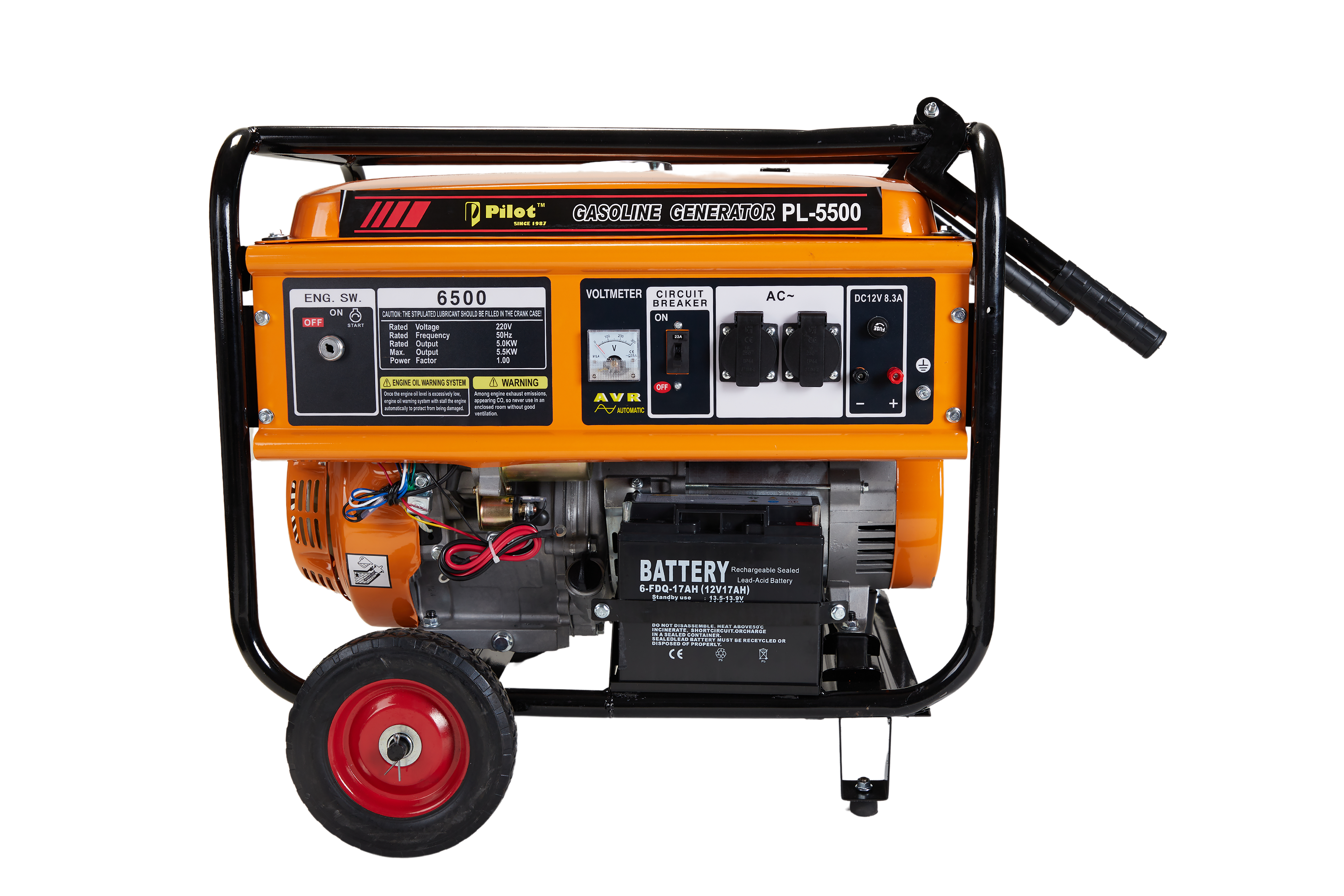Generator 5.5KW Self Start Inbuilt Battery Wheels & Handles — Pilot Tools